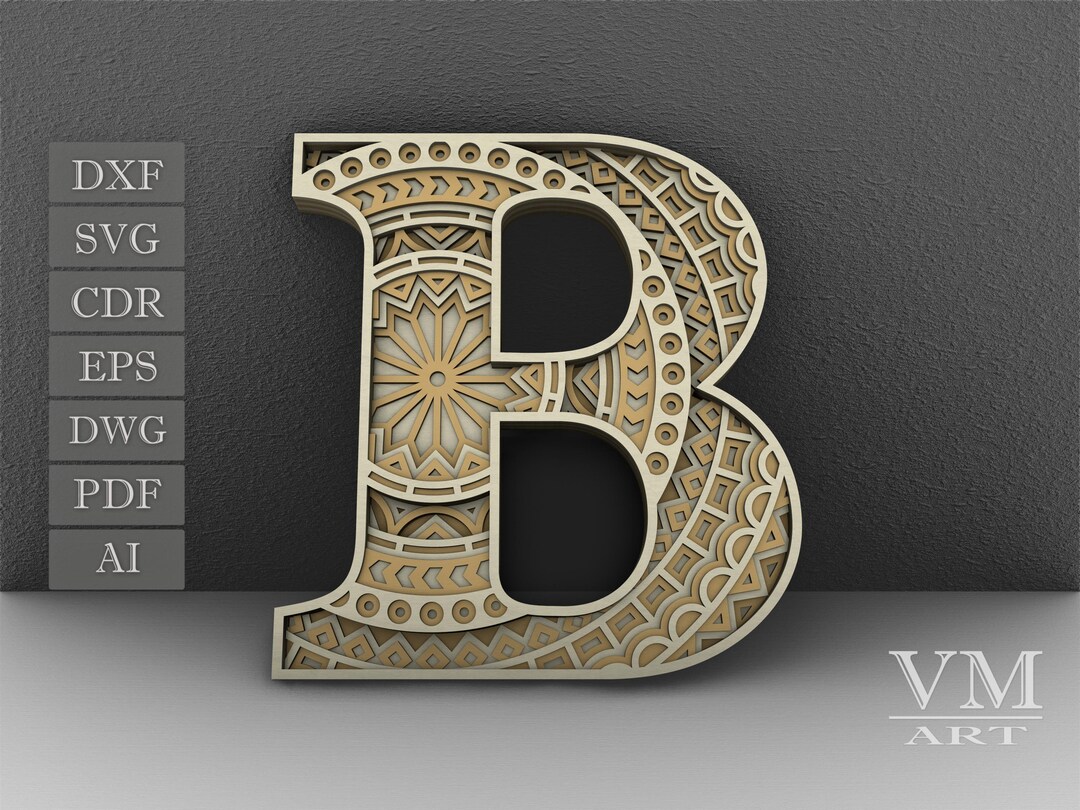 Layered Letter B, Layered Letters SVG, Multilayer Letters, Laser Cut ...