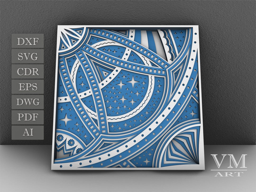 Layered Cosmos SVG, 3D Mandala SVG Files for Cricut, Mandala DXF Laser ...