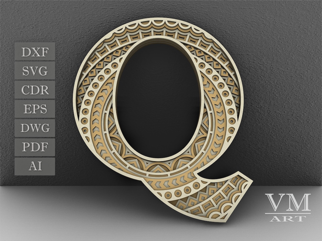 Layered Letter Q, Layered Letters SVG, Multilayer Letters, Laser Cut ...
