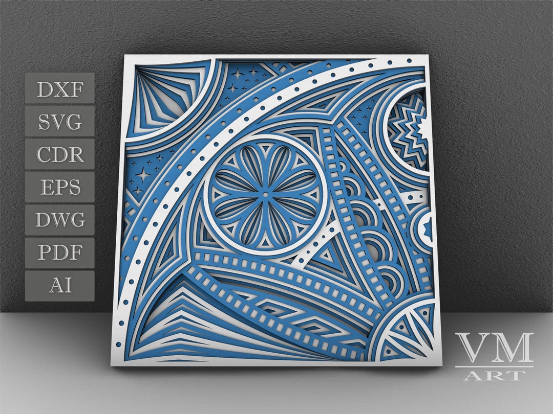 Layered Cosmos SVG, 3D Mandala SVG Files for Cricut, Mandala DXF Laser ...