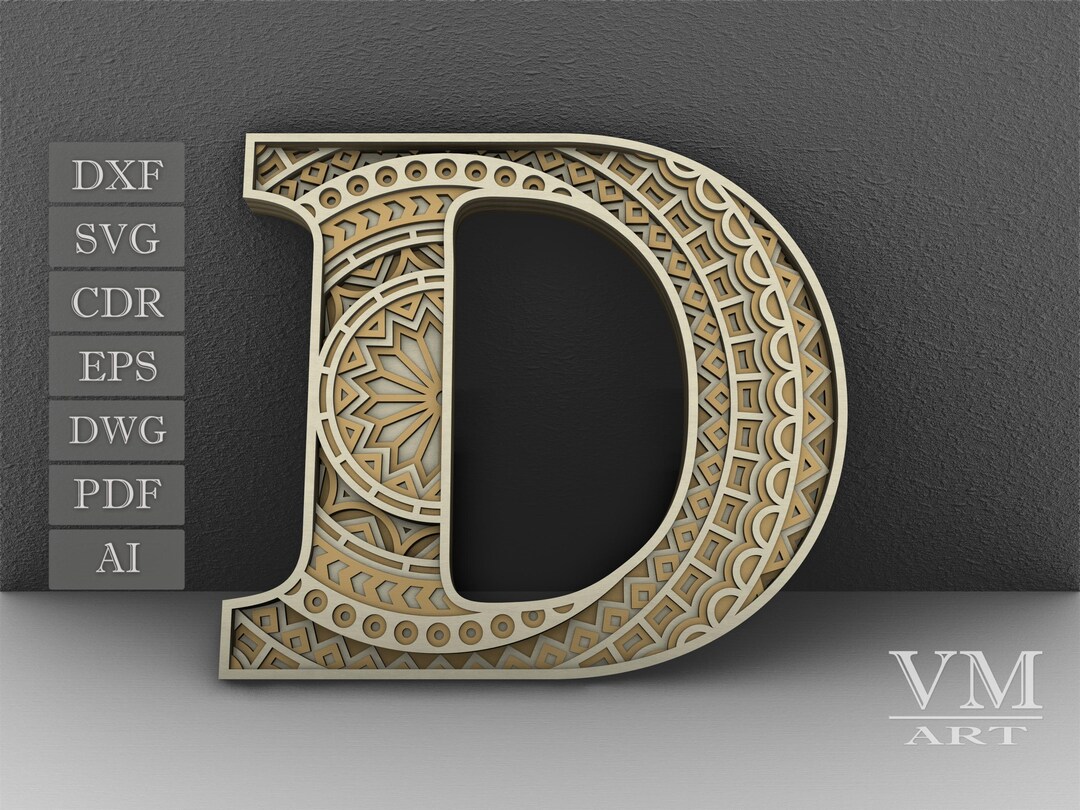 Layered Letter D, Layered Letters SVG, Multilayer Letters, Laser Cut ...