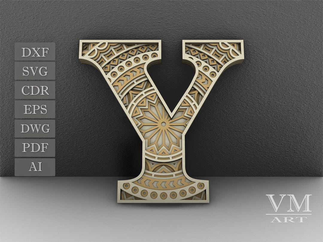 Layered Letter Y, Layered Letters SVG, Multilayer Letters, Laser Cut ...