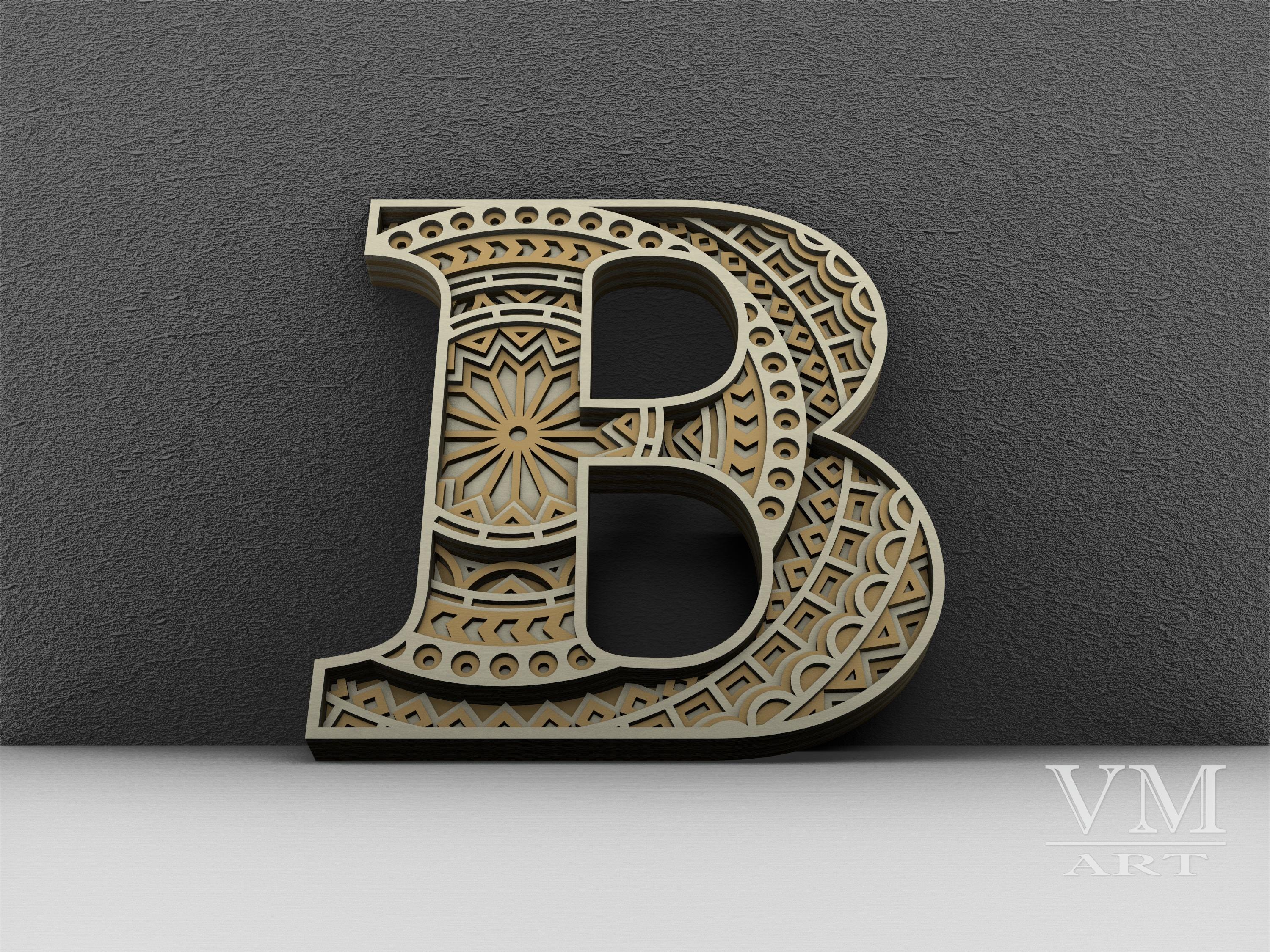 Layered Letter B, Layered Letters SVG, Multilayer Letters, Laser Cut ...