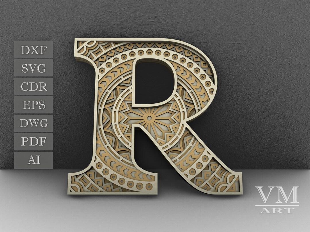 Layered Letter R, Layered Letters SVG, Multilayer Letters, Laser Cut ...