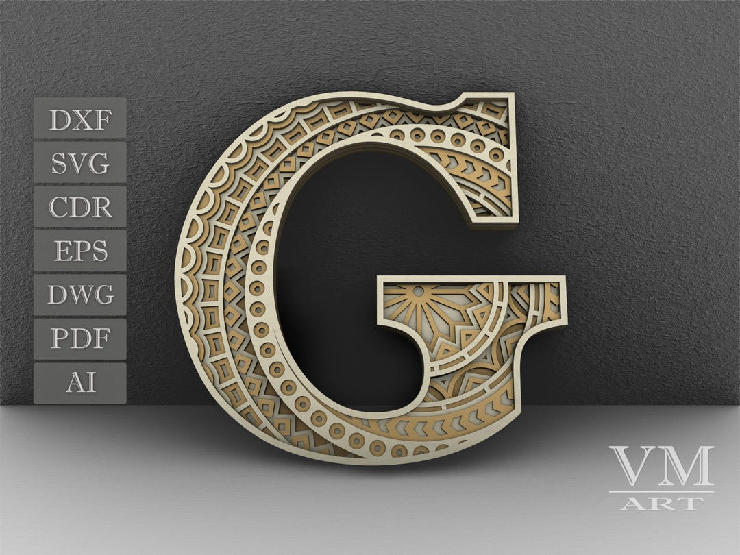 Layered Letter G, Layered Letters SVG, Multilayer Letters, Laser Cut ...