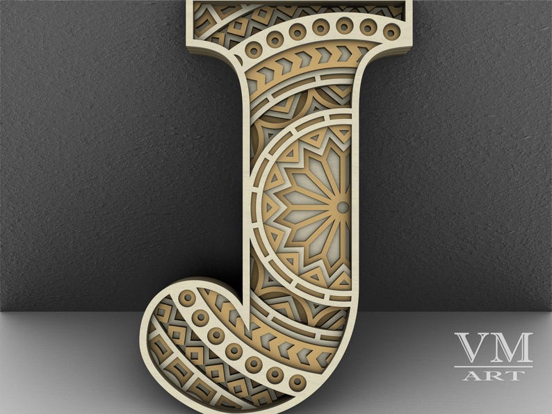 Layered Letter J, Layered Letters SVG, Multilayer Letters, Laser Cut ...
