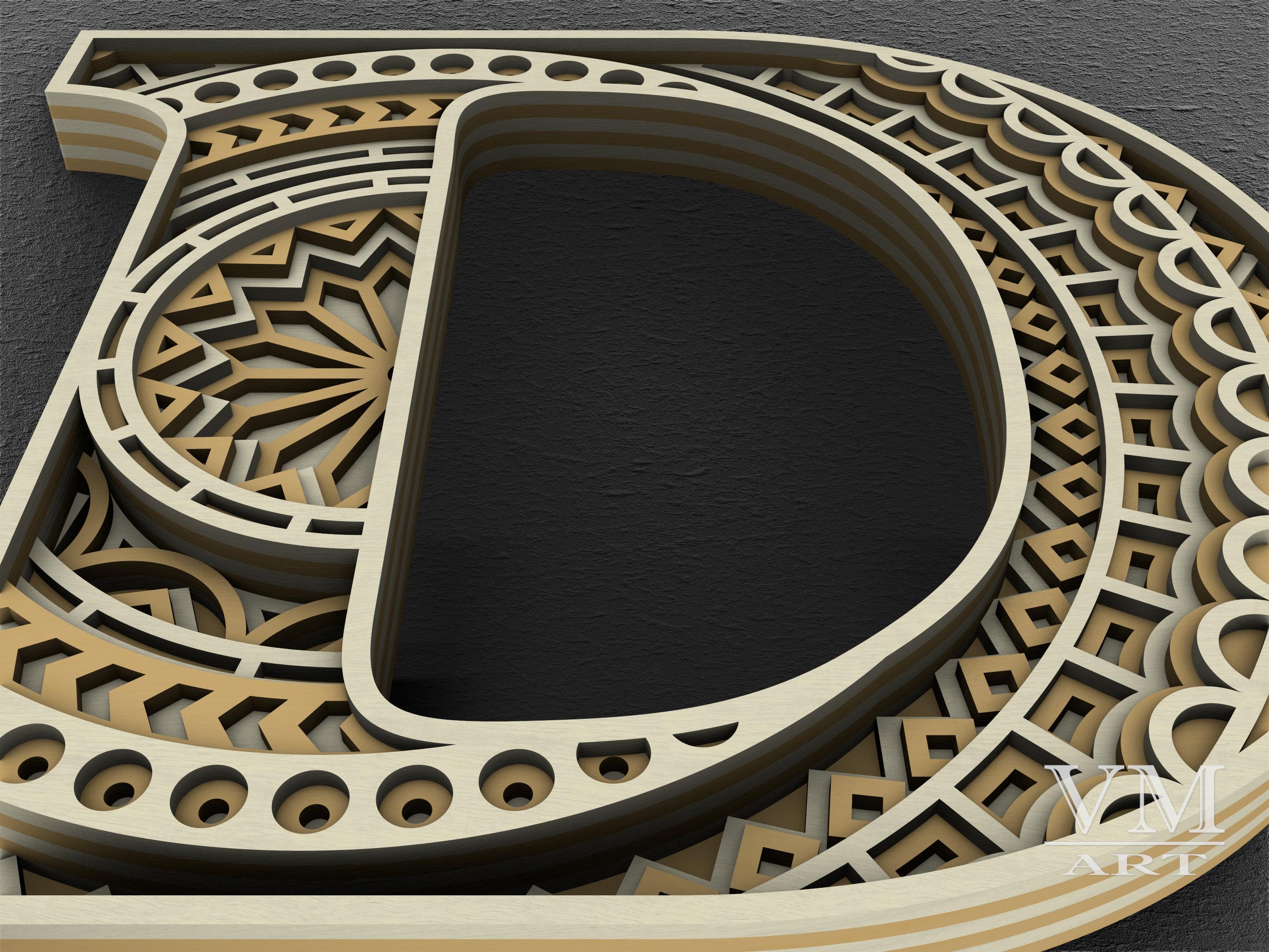Layered Letter D, Layered Letters SVG, Multilayer Letters, Laser Cut ...