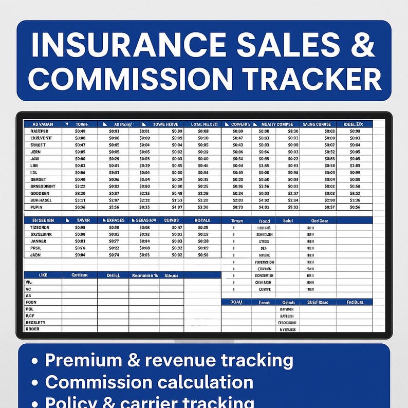 Insurance Sales Tracker – Excel Spreadsheet, Commission & Policy ...