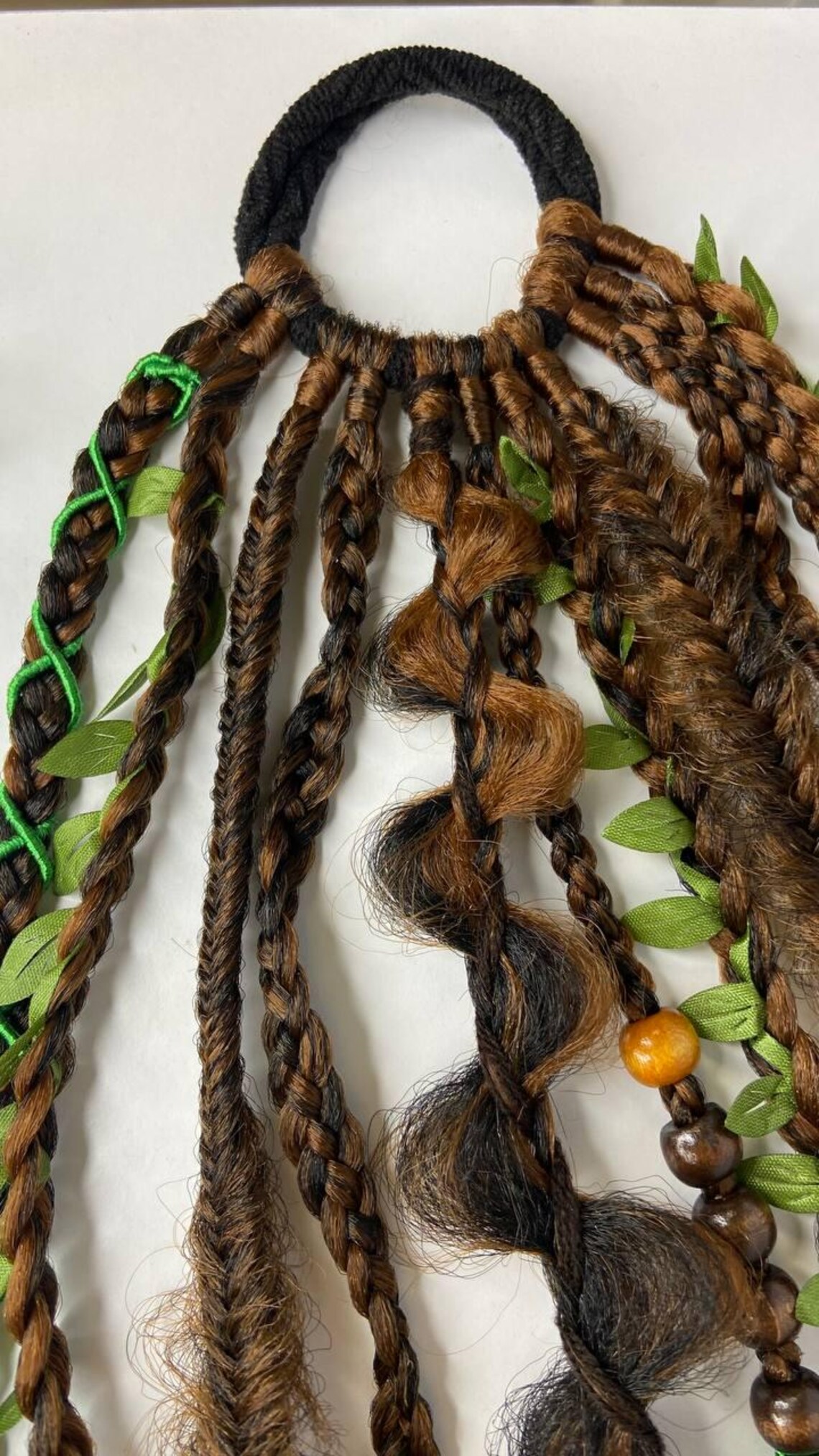 Forest Elf Braided Hair Extension: Boho Dreadlock Ponytail With Green ...