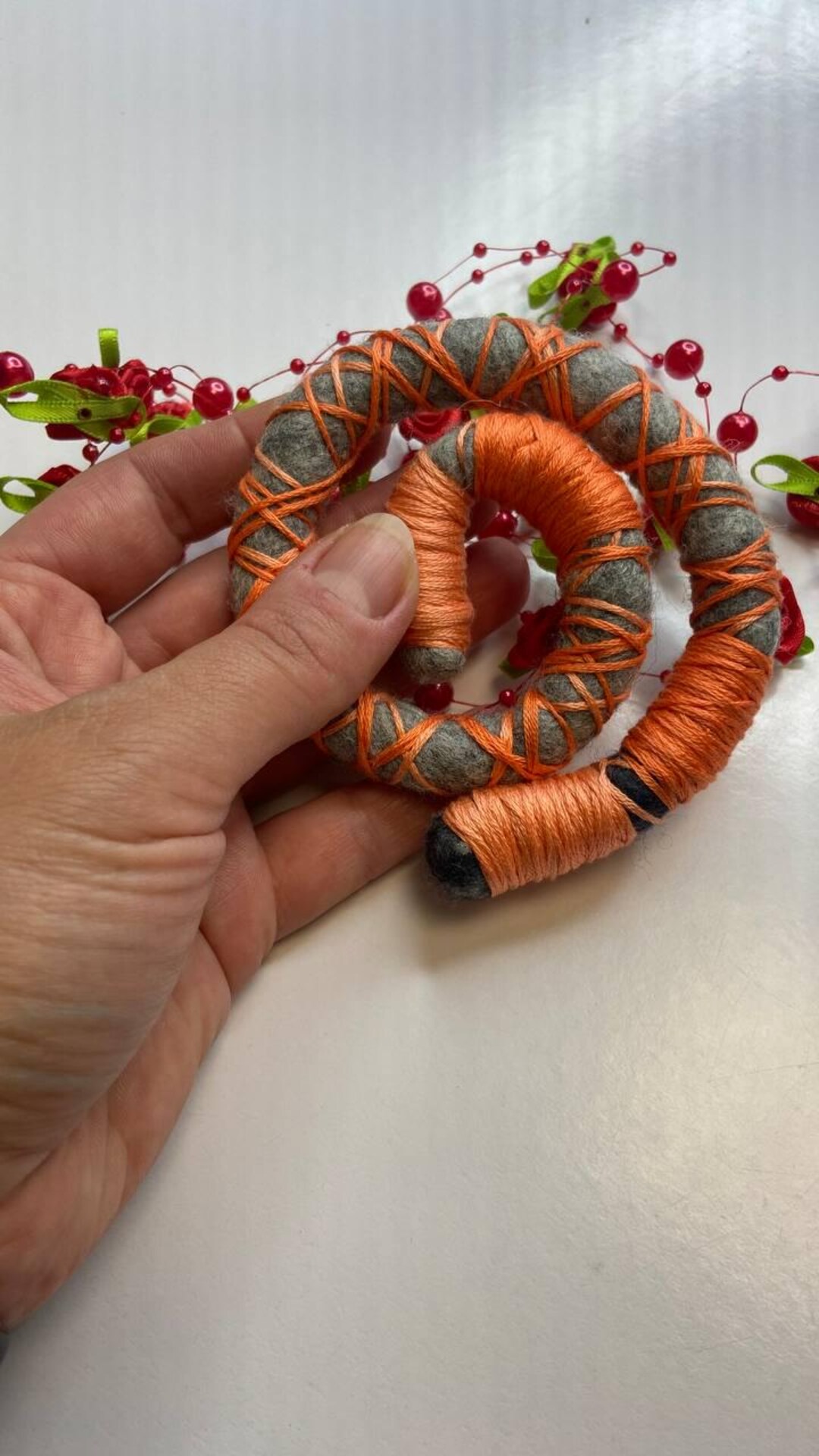 Grey Wool Dreadlock Wrap With Orange Thread: Boho Felt Dread Sleeve - Etsy