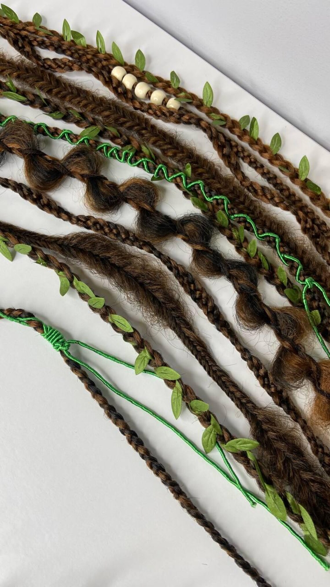 Forest Elf Braided Hair Extension: Boho Dreadlock Ponytail With Green ...