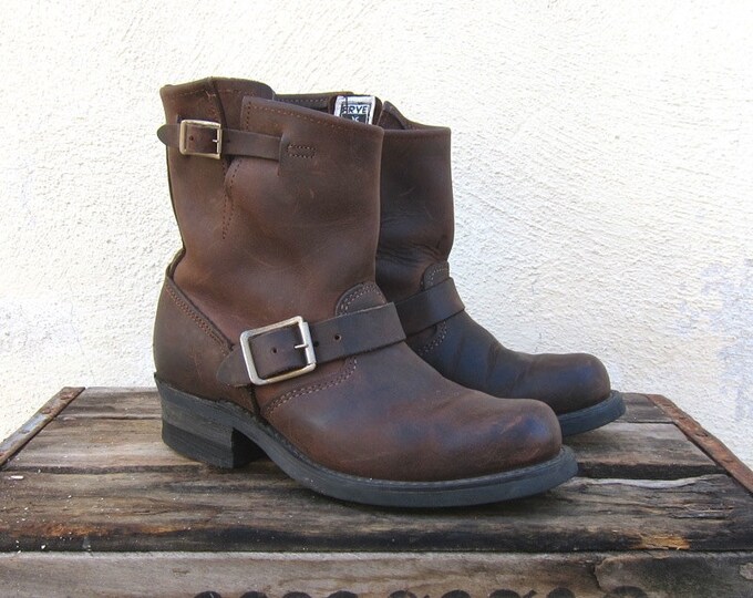 Frye Chocolate Brown Nubuck Leather Ankle Motorcycle Boot - Etsy