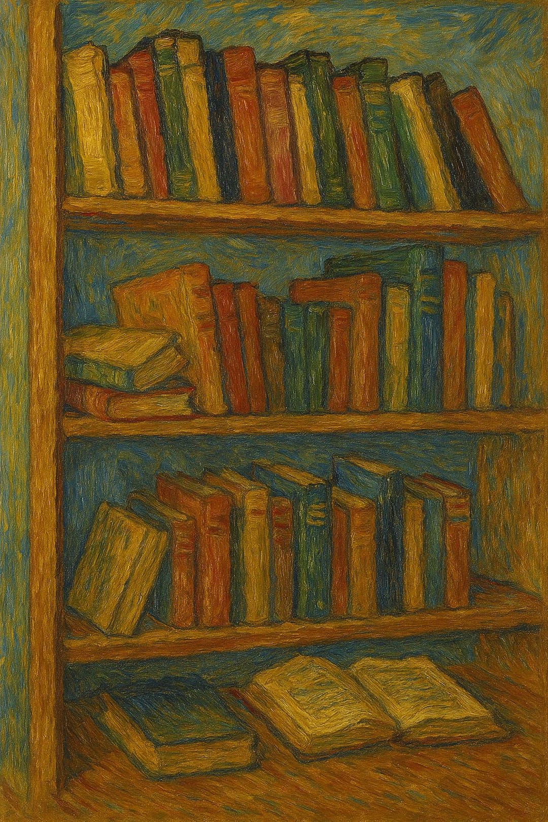 Van Gough Style Painting of Bookshelf - Digital Print - Etsy