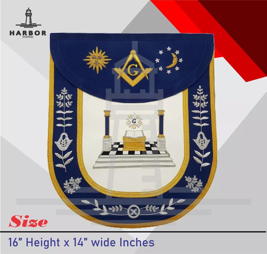 Masonic Apron Master Mason Blue Lodge Apron Altar Sun, Moon, Pillars ...