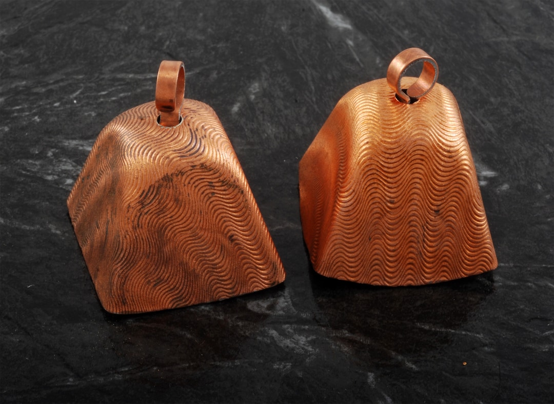 Vintage Cow Bell Copper Coated Steel DIY Costuming Accessory Pair 1 1/4 ...