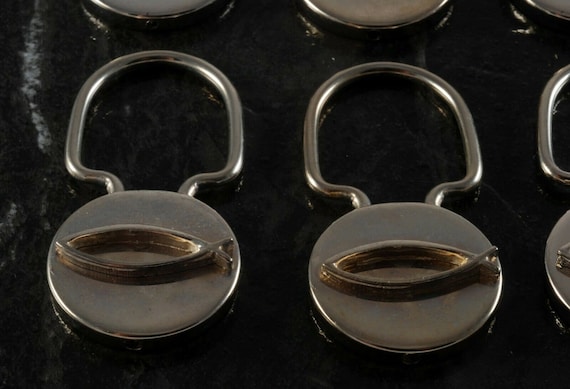 6 Vintage Silver Tone Metal JESUS FISH Key Chains Re… - Gem
