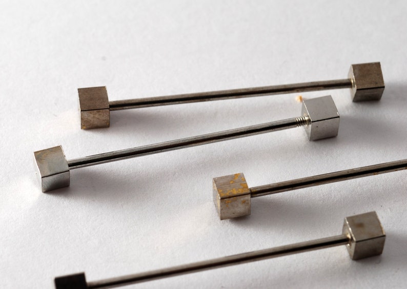 Lot of 6 Vintage Silver Plated Brass Square End Collar Bars New Old ...