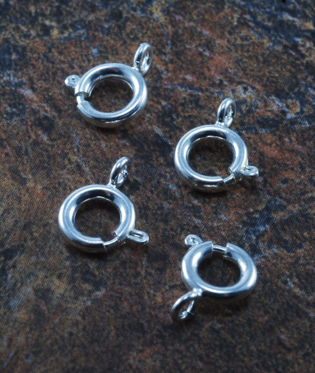 Vintage Silver Metal Spring Ring Clasp Lot of 4 Jewelry Making Beading ...