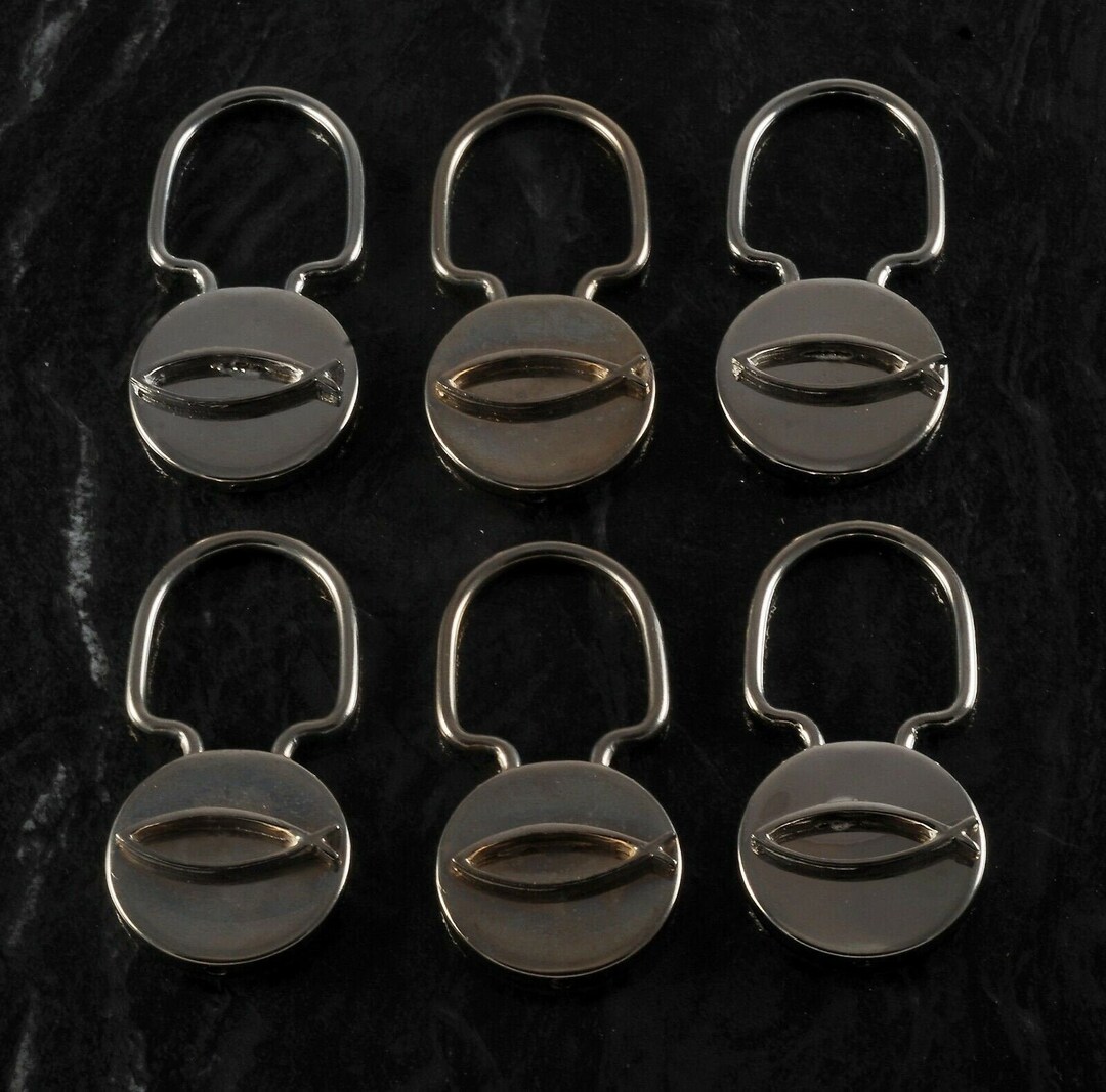 6 Vintage Silver Tone Metal JESUS FISH Key Chains Religious New Old ...