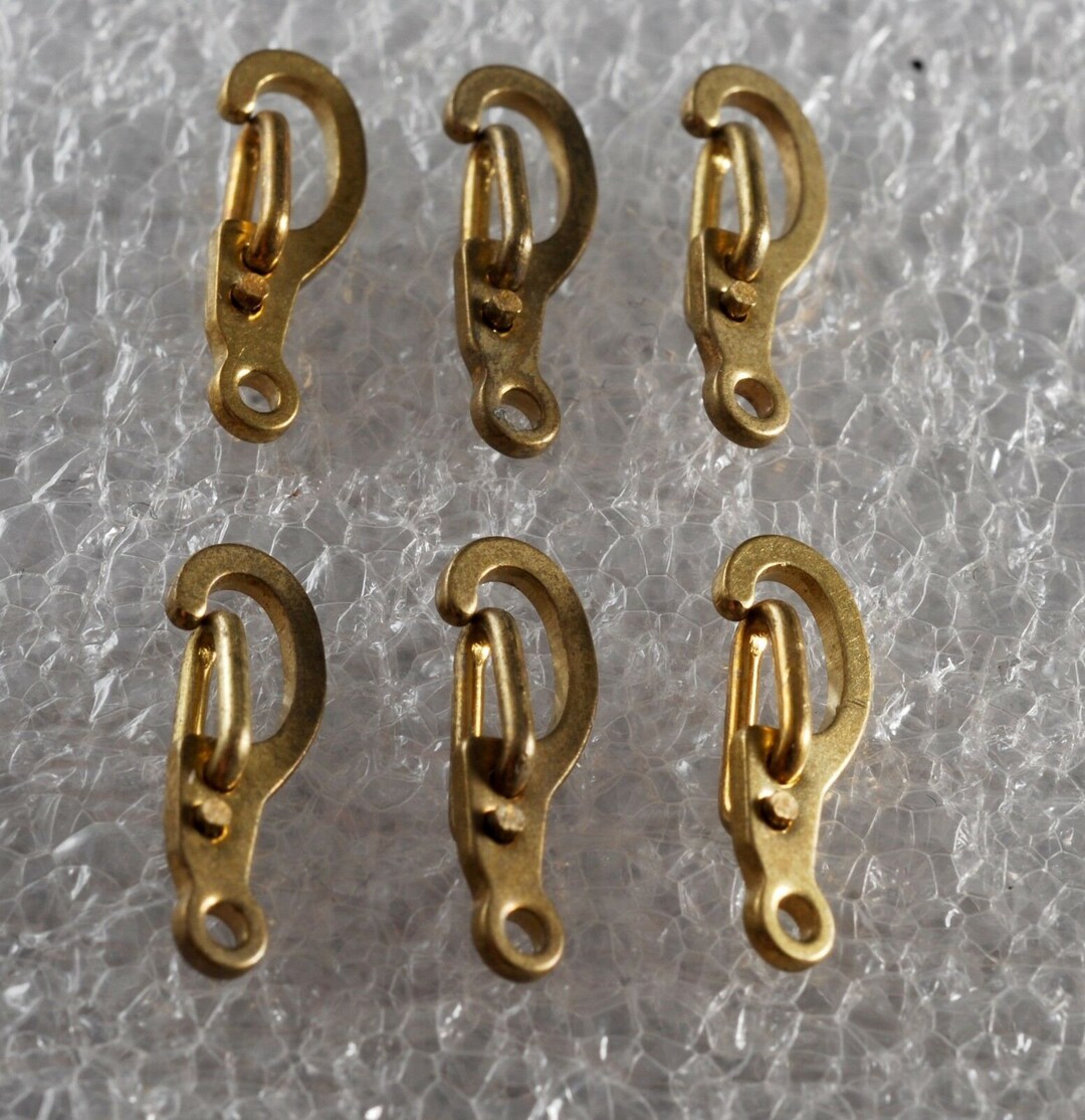 Vintage Hinged Clip Push Clasp Brass Metal Jewelry Making Lot of 6 DIY ...