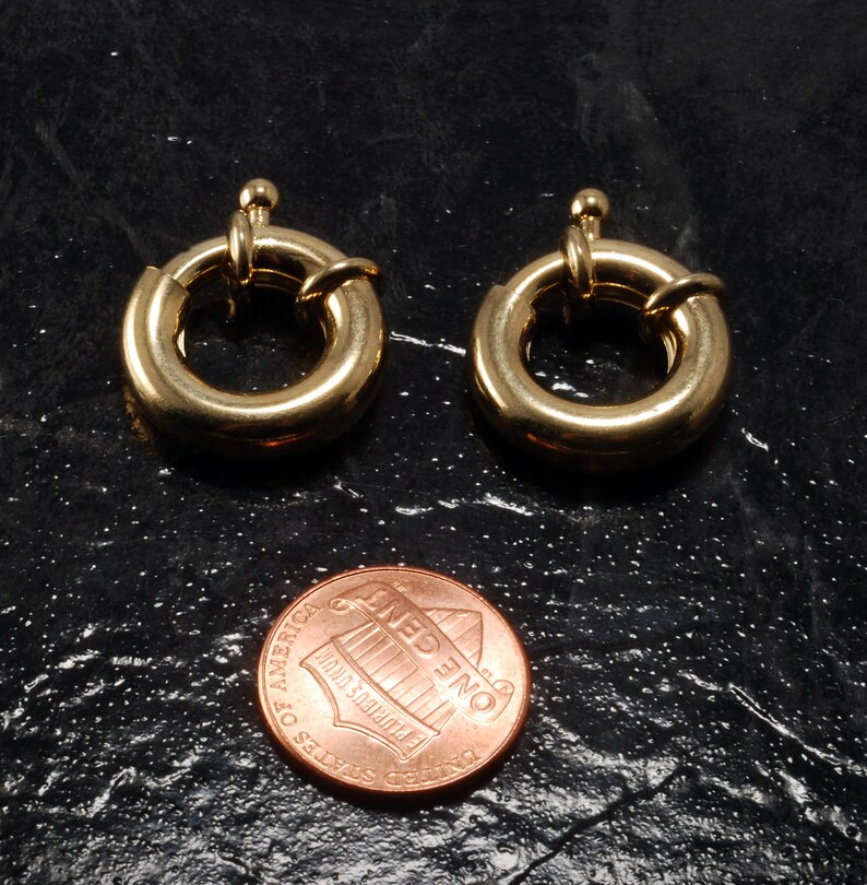 Vintage Spring Ring Clasp Pair Gold Tone Metal 20mm Jewelry Making ...