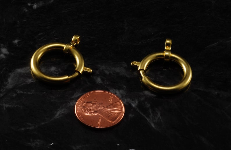 Vintage Spring Ring Clasp Pair Brass Metal Large Size 20mm With ...
