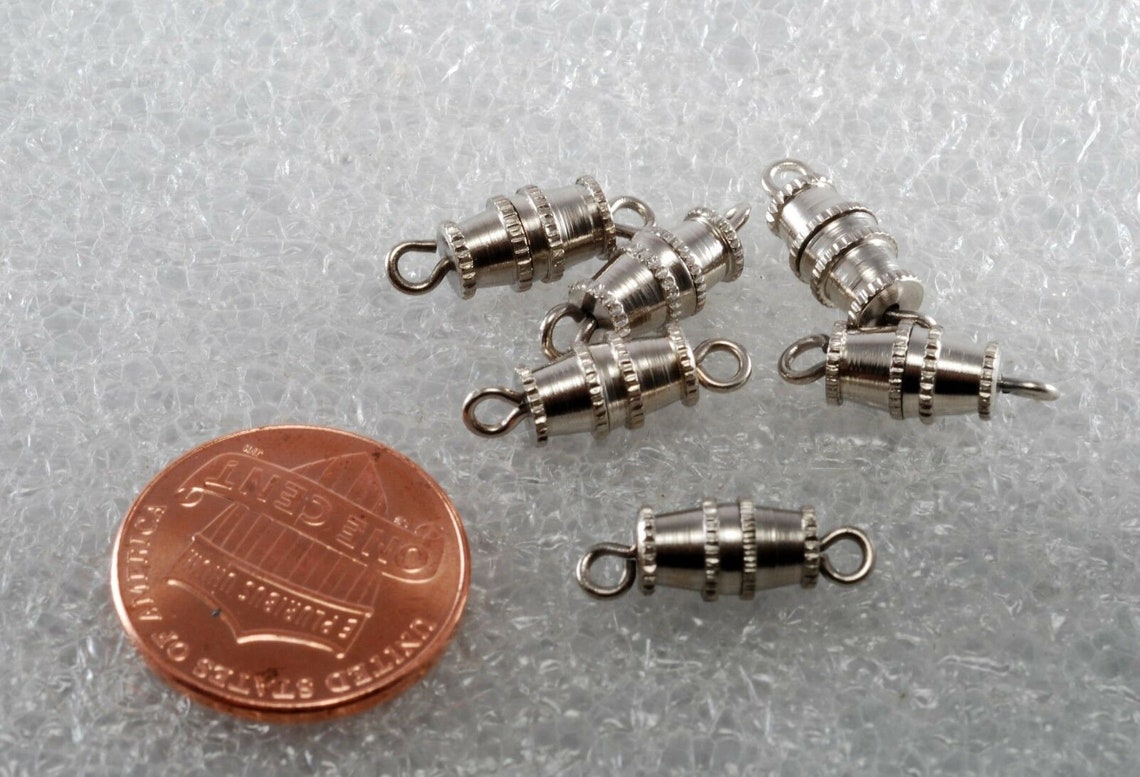 Vintage Barrel Clasp Screw Silver Plated Metal Set of 6 DIY Jewelry ...
