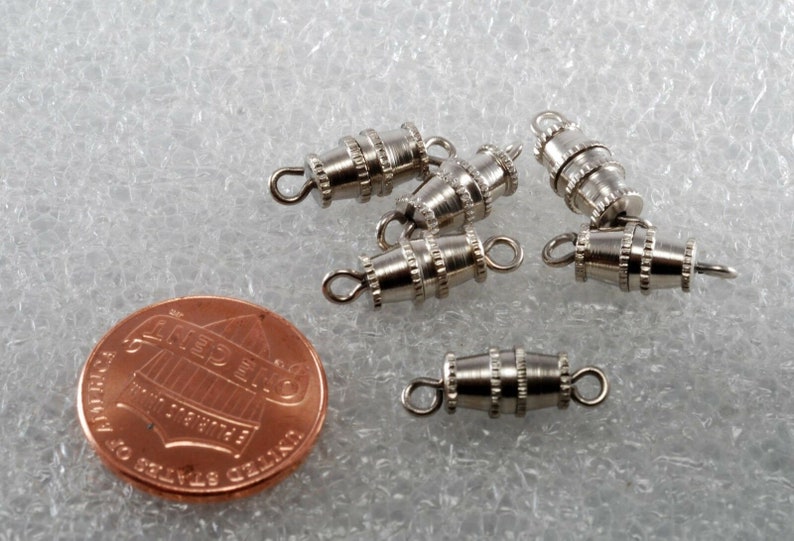 Vintage Barrel Clasp Screw Silver Plated Metal Set of 6 DIY Jewelry ...