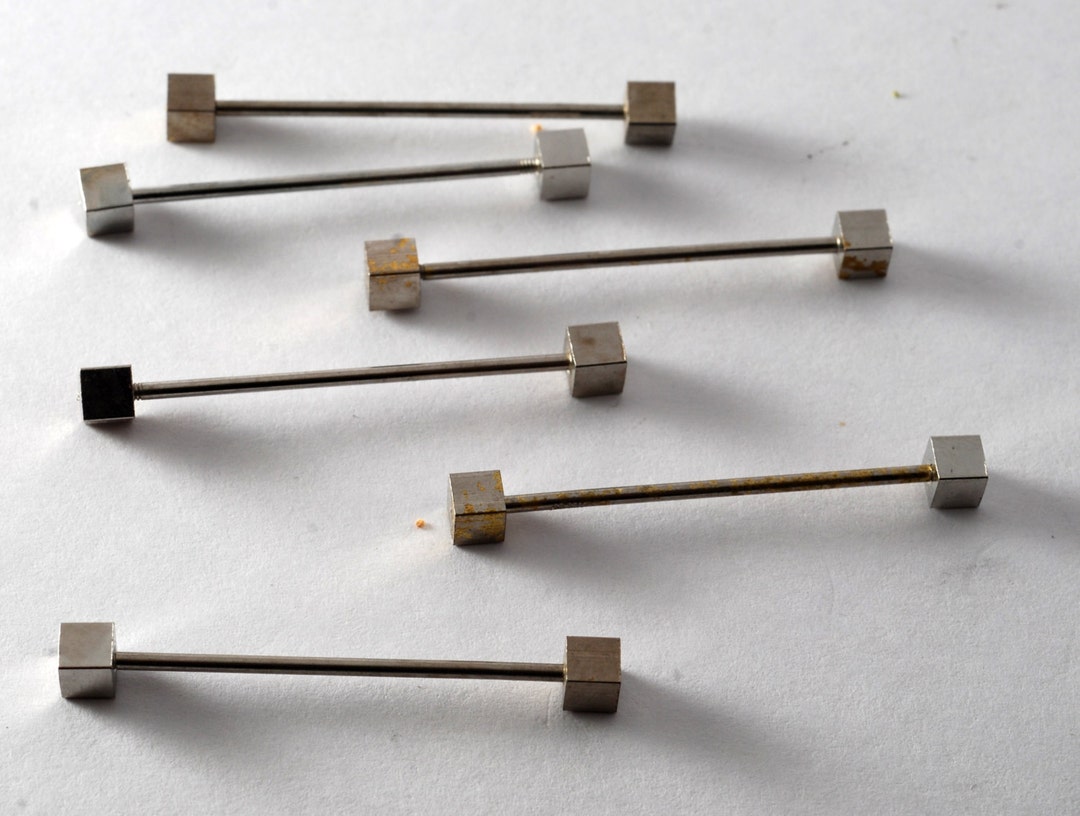 Lot of 6 Vintage Silver Plated Brass Square End Collar Bars New Old ...