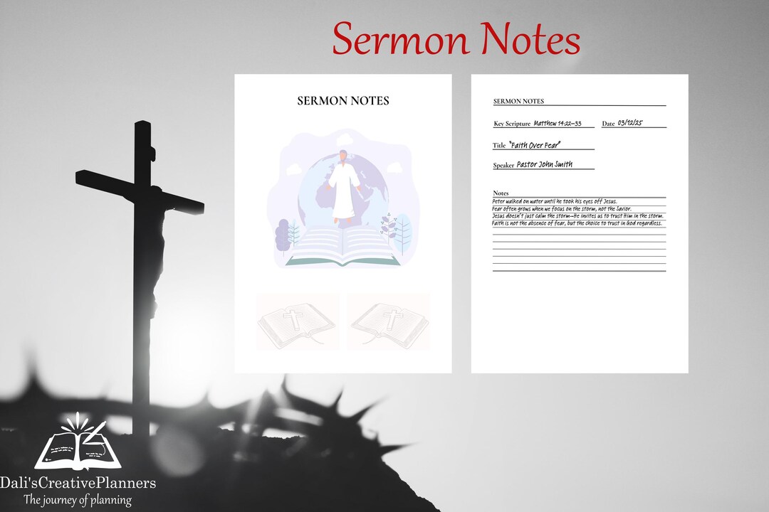 Simple Sermon Notes Template | Digital Sermon Journal | Church Notes ...
