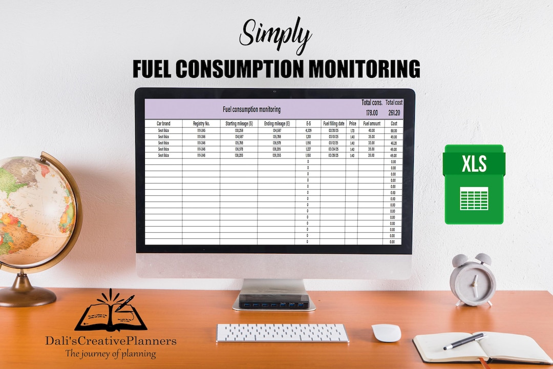 Simple Fuel Log Excel Spreadsheet | Digital Gas Mileage Tracker | Car ...