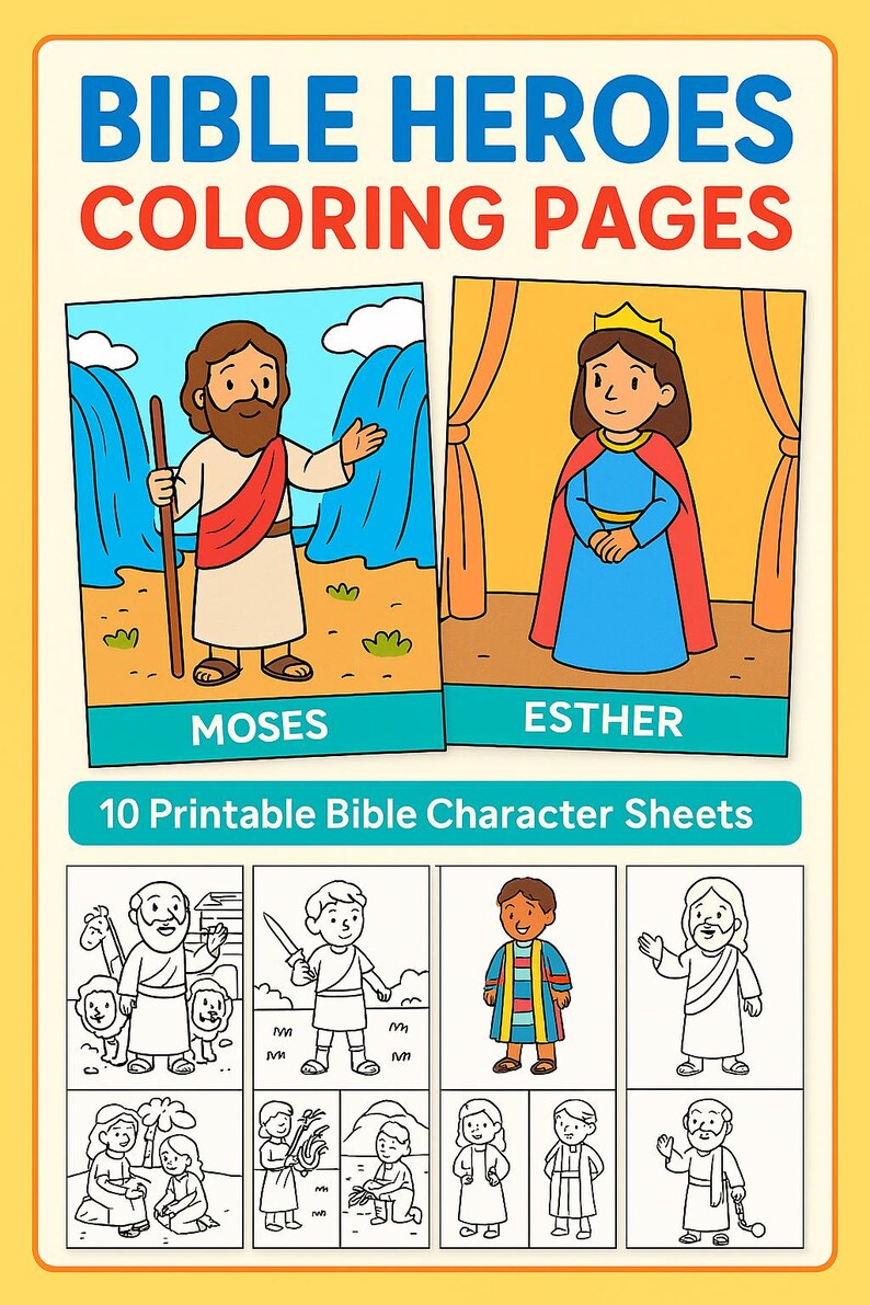 Bible Heroes Coloring Pages - Etsy