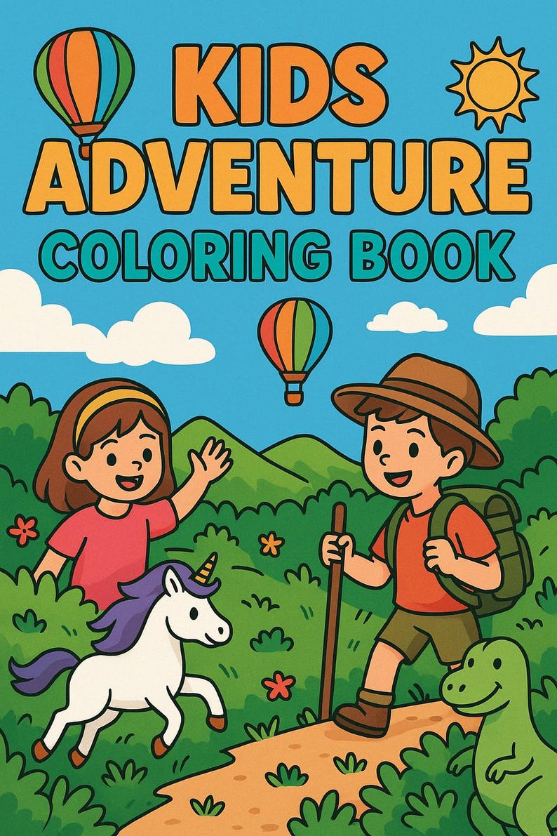 10 Fun Kids Adventure Coloring Pages - Etsy