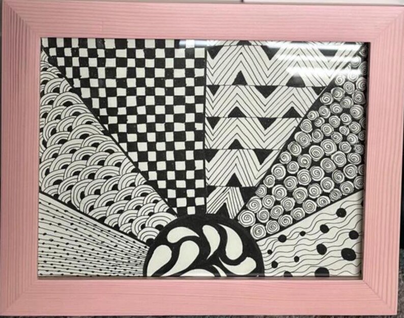 Rays of Sun, Zentangle Wall Art Print – Boho Abstract Black and White ...