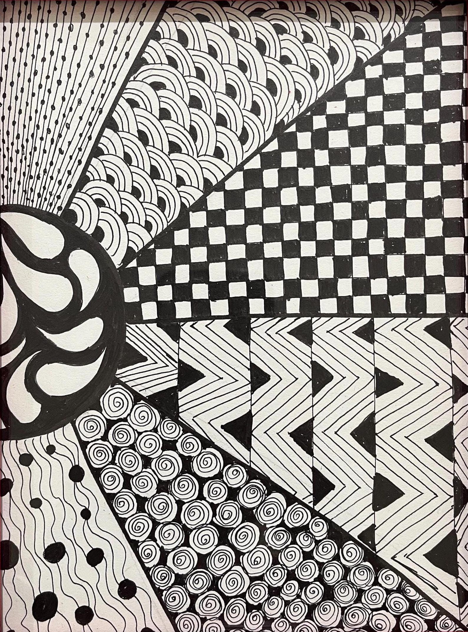 Rays of Sun, Zentangle Wall Art Print – Boho Abstract Black and White ...