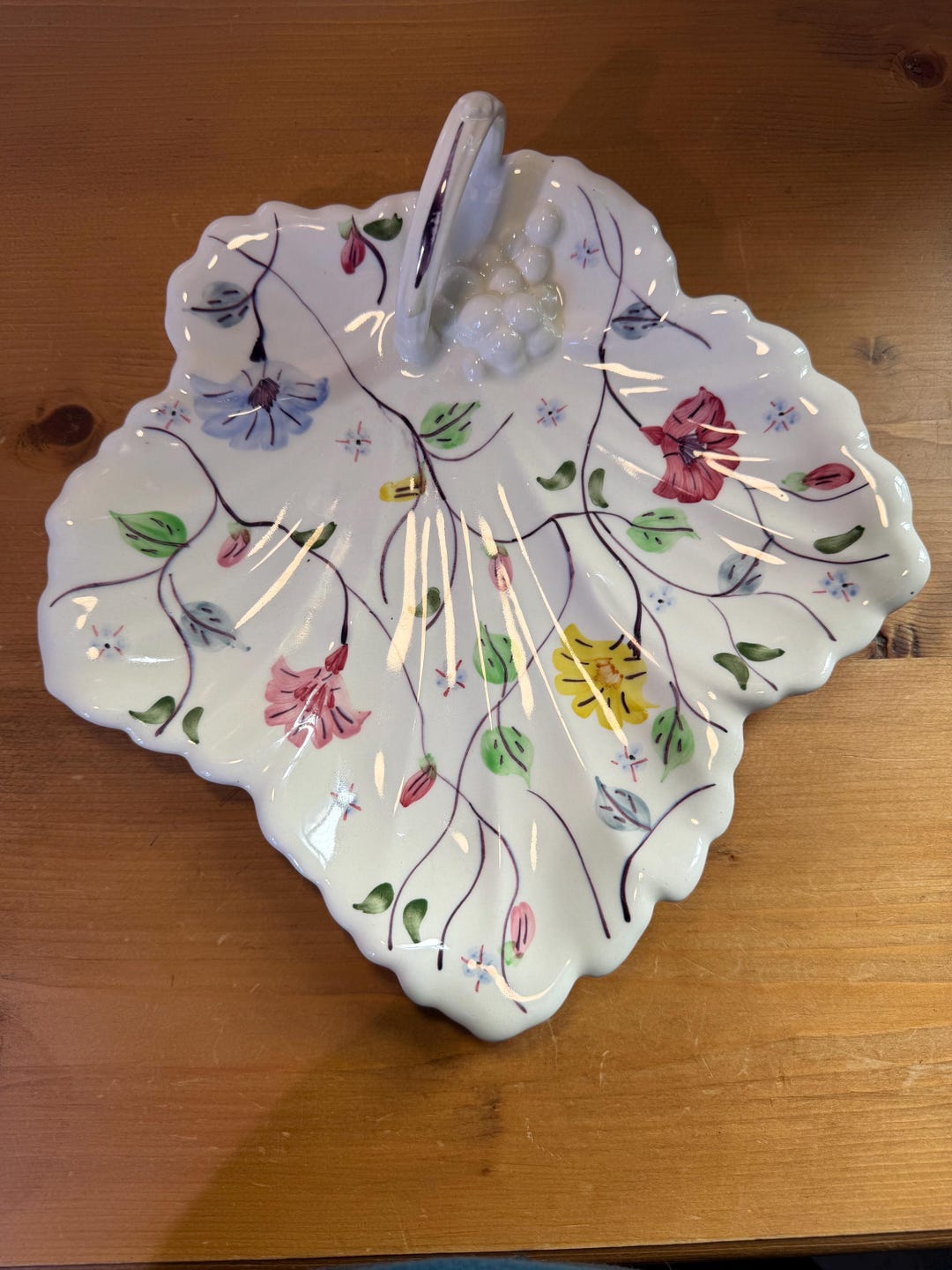 Vintage Blue Ridge Southern Potteries Chintz Pattern Handled Leaf Dish ...