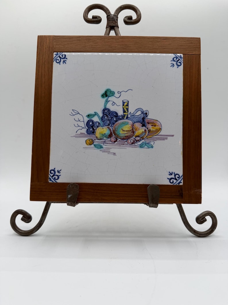 Vintage Delft Fruit Tile Trivet, Blue White Holland Wall Hanging - Etsy