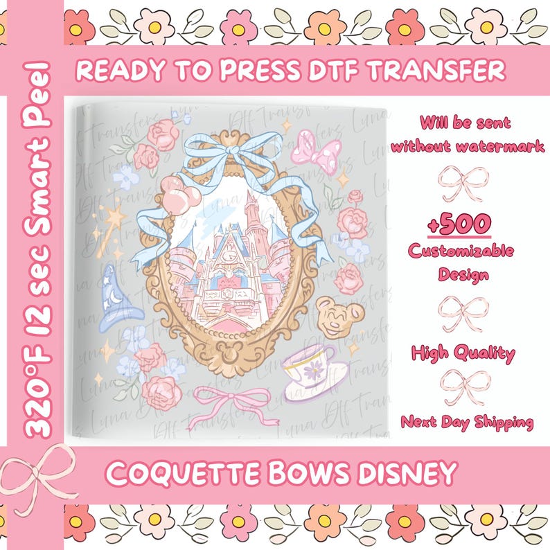 Vintage Disney Castle Coquette DTF, Coquette Disney Vacation DTF ...