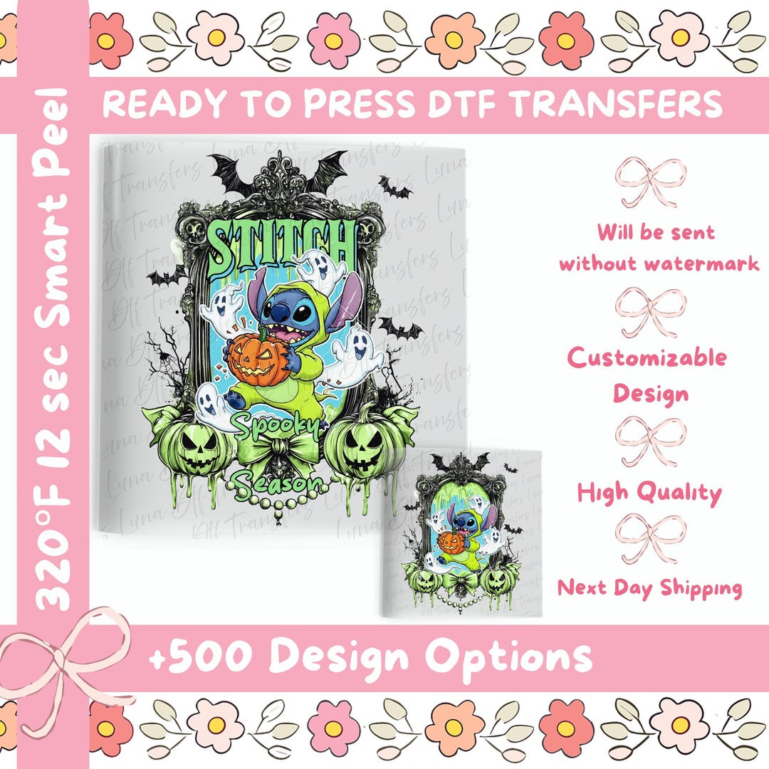 Spooky Season Stitch Ready to Press, Halloween Stitch DTF Transfer ...