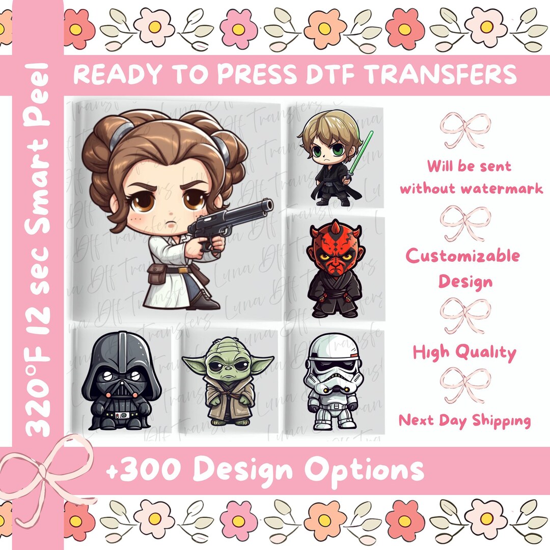 Custom Chibi Star Wars Dtf Transfers, Disney Star Wars Characters DTF ...