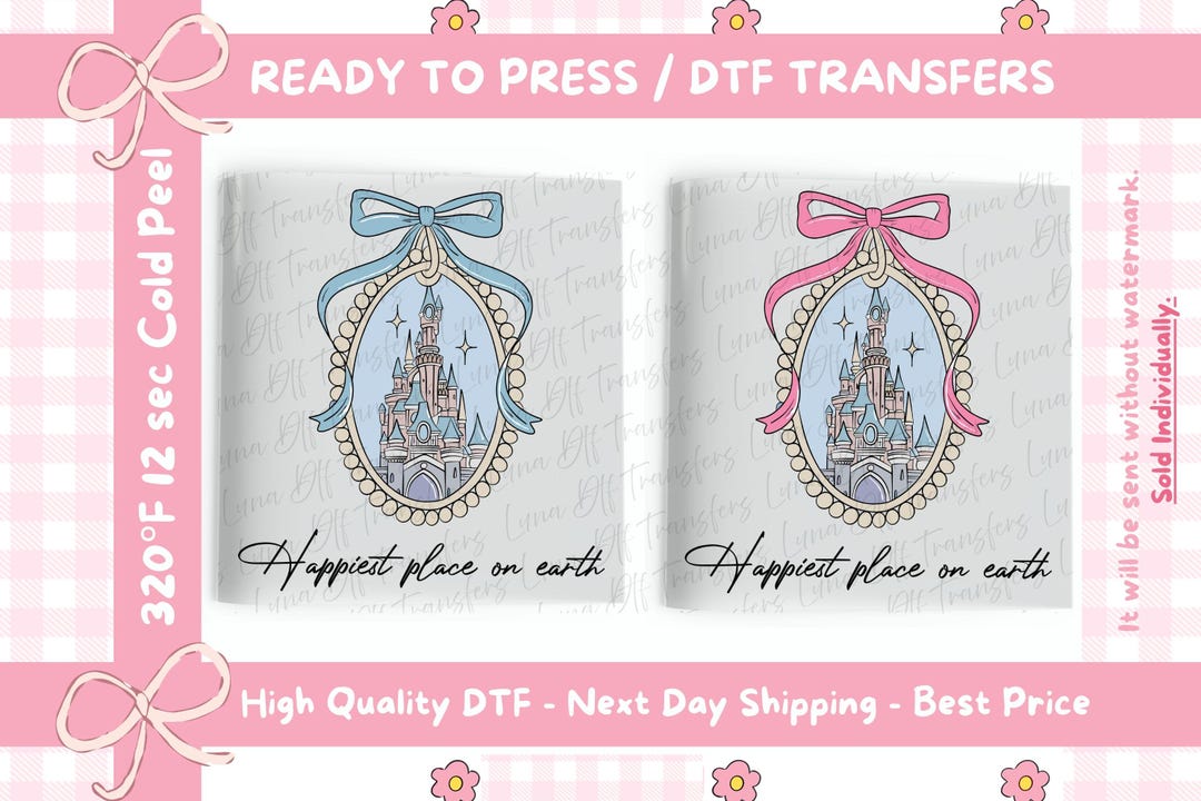 Disney Magical Castle With Blue and Pink Coquette DTF Transfer, Magic ...