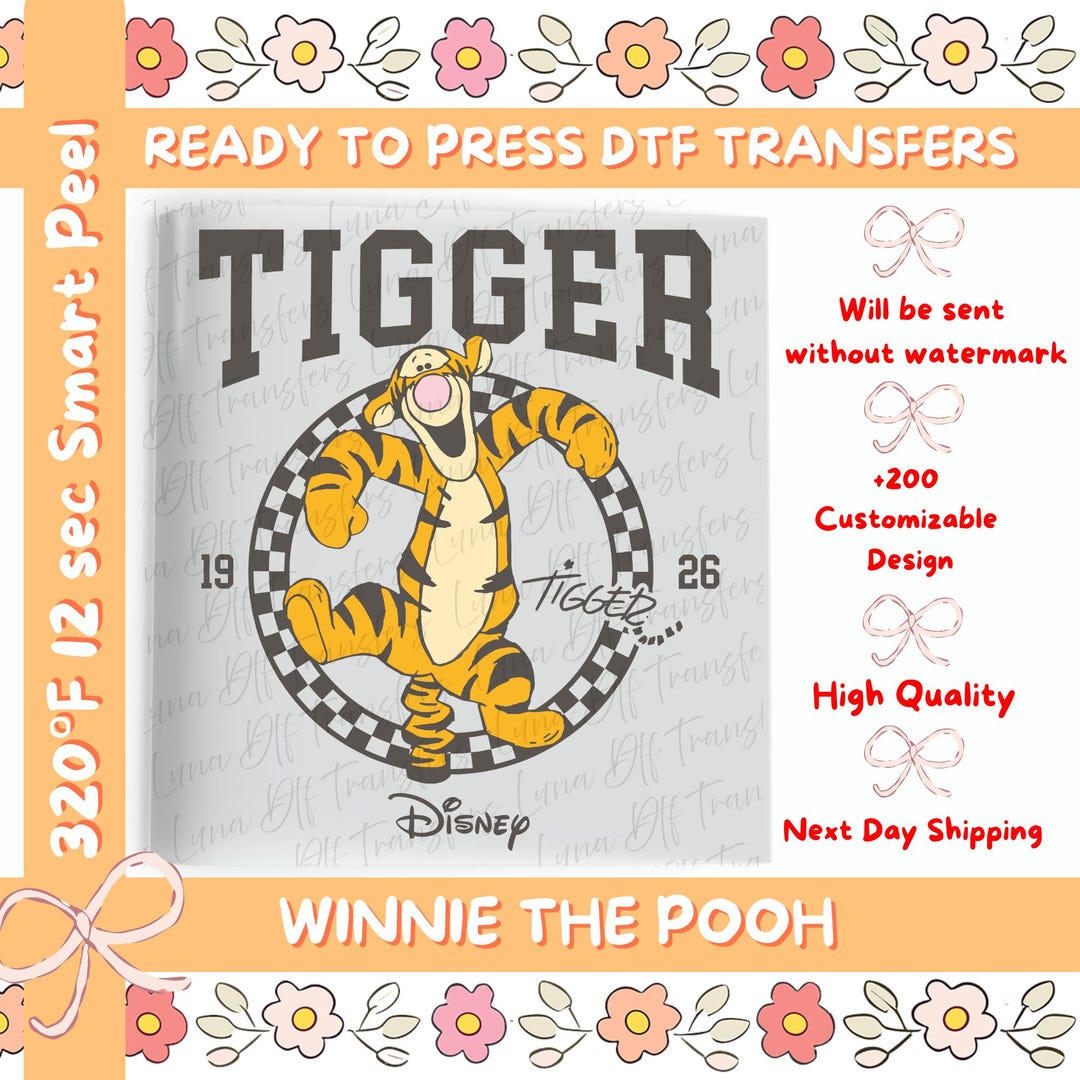 Custom Checkered Tigger 1926 DTF, Disney Retro Tigger DTF, Disney ...