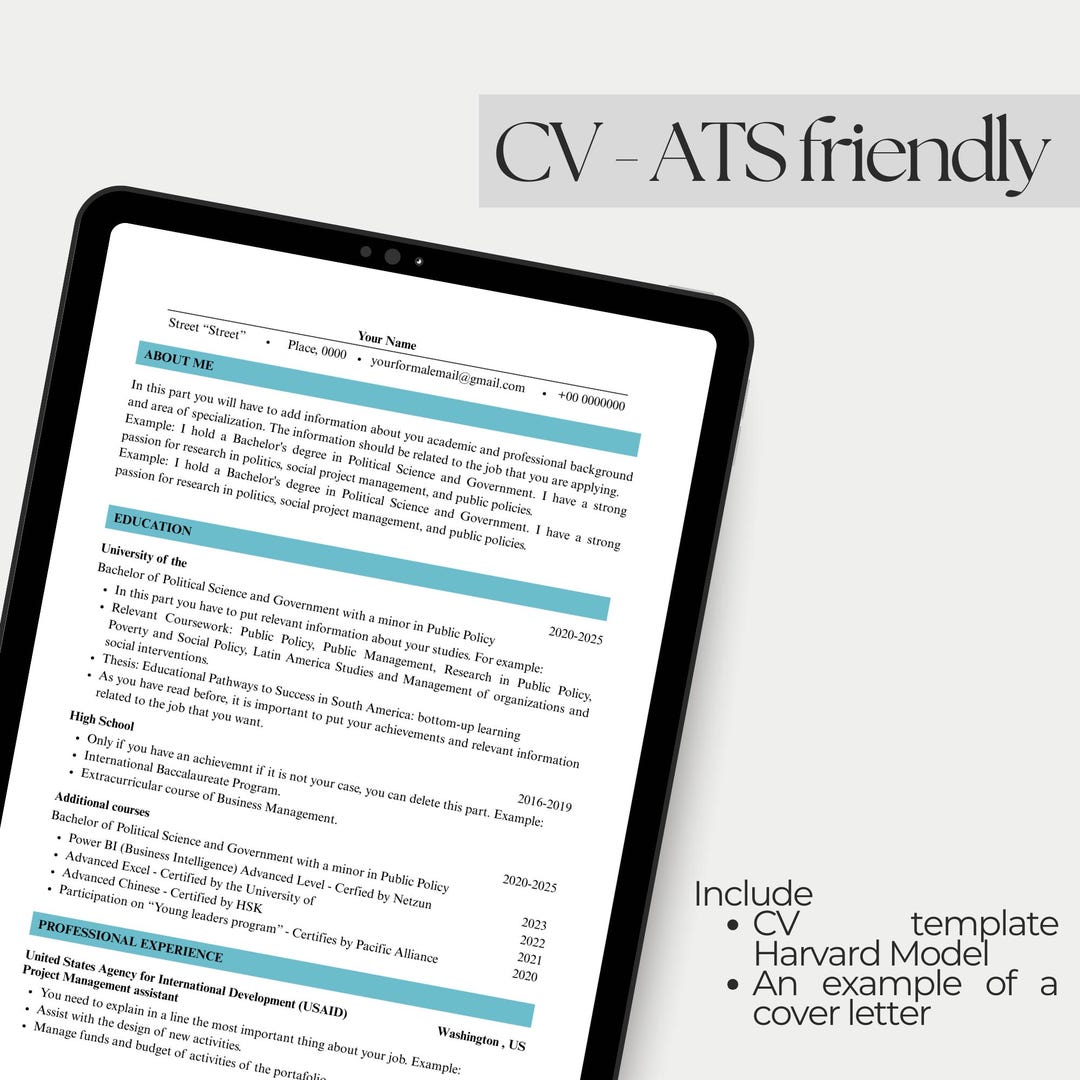 Harvard Style CV Template – Professional Resume Template for Canva ...