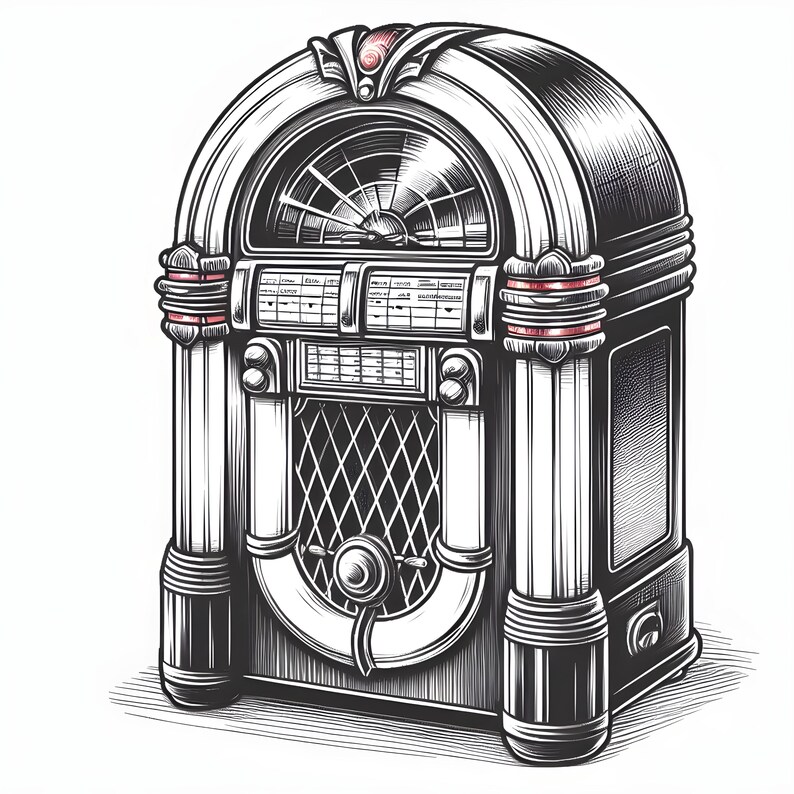 9 Retro Jukebox SVG Bundle - Sketch Style Party Clipart - 50s Diner ...