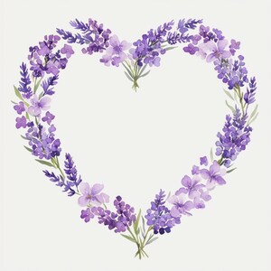 Purple Floral Heart Watercolor Clipart | Transparent PNG | 300 DPI ...