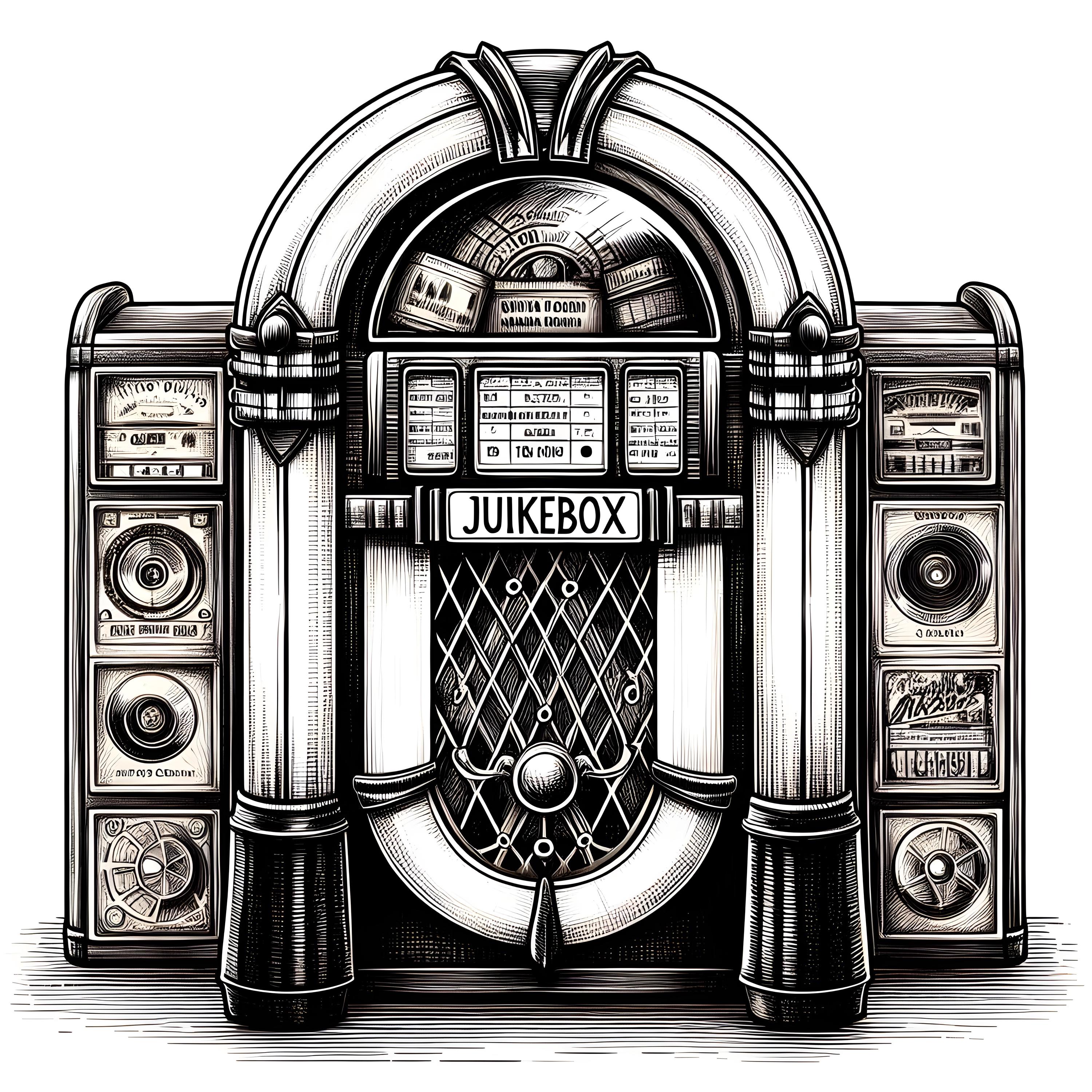 9 Retro Jukebox SVG Bundle - Sketch Style Party Clipart - 50s Diner ...