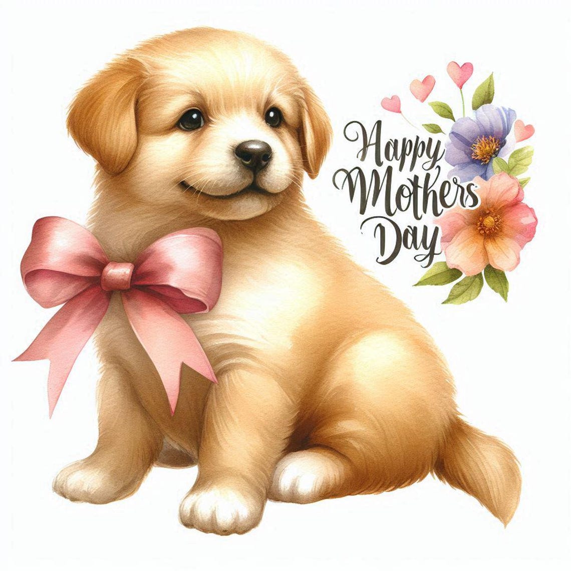 35 Watercolor Mother's Day Animals PNG – Cute Puppy, Rabbit & Cat ...