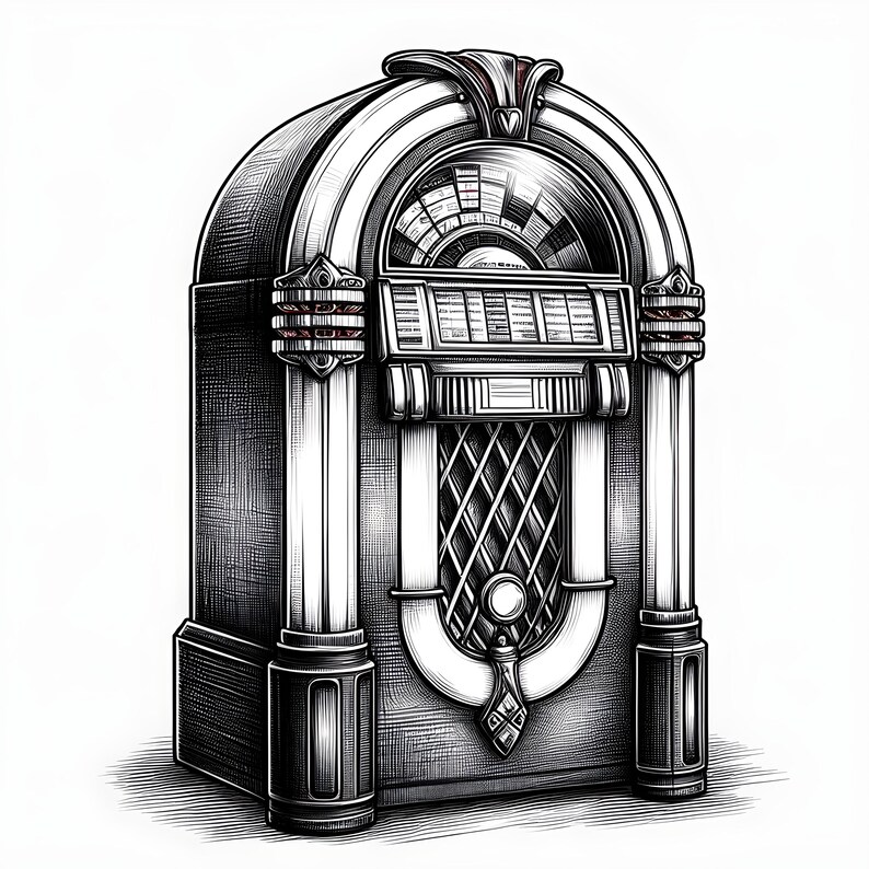 9 Retro Jukebox SVG Bundle - Sketch Style Party Clipart - 50s Diner ...