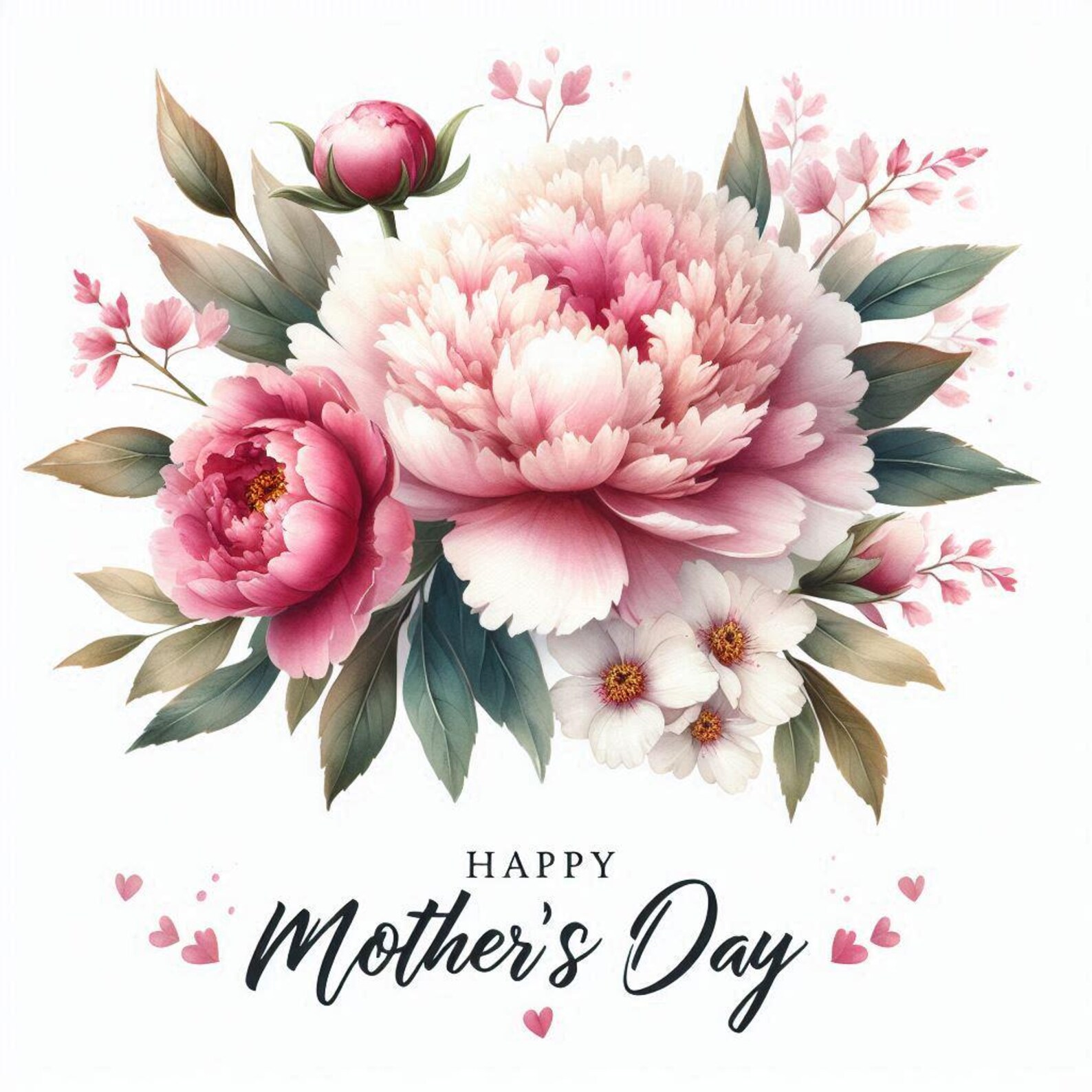 Mother's Day Peony Clipart PNG – Mom Day Peonies Floral Transparent ...