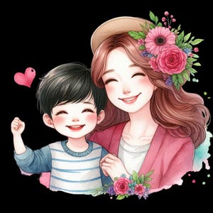18 Mothers Day Clipart Bundle, Mom and Son Clipart, Mother Day PNG ...